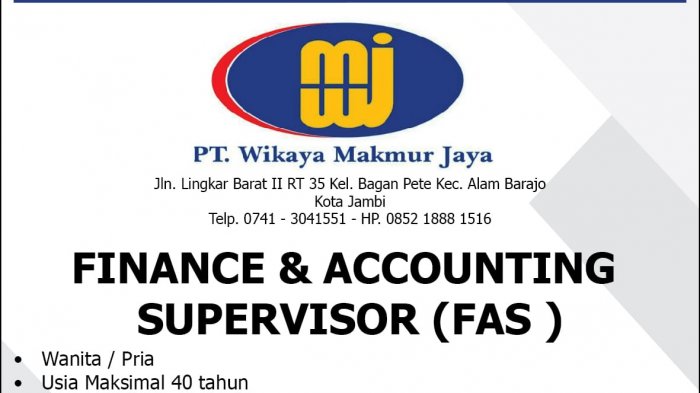 Lowongan kerja, PT Wikaya Karya Makmur Jaya Terima Pendaftaran Finance ...