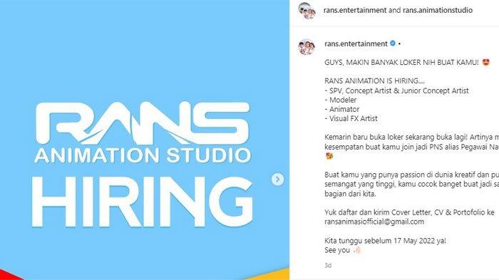Lowongan Kerja RANS Entertainment Bidang Animasi, Simak Persayaratannya - Tribunjambi.com