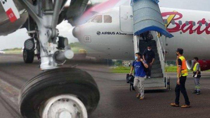 PENAMPAKAN Kondisi Pesawat Batik Air yang Mendarat Darurat di Bandara Sultan Thaha Jambi, Ban ...