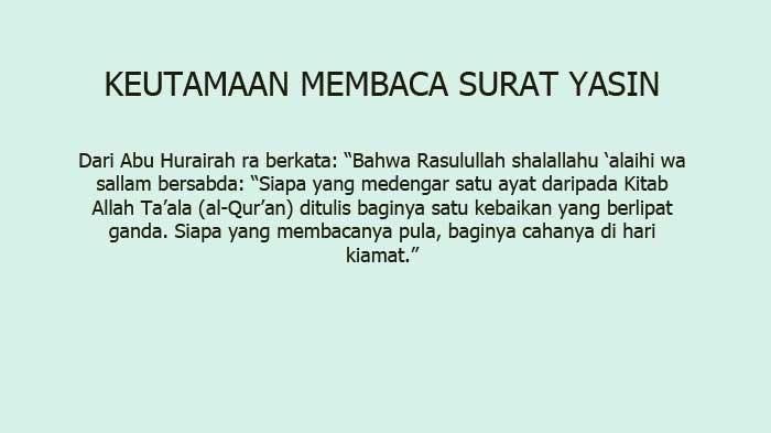 Amalan Sore, Bacaan Surat Yasin Latin dan Terjemahan serta Keutamaannya ...