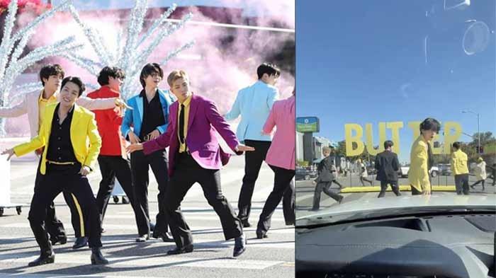 V BTS Pegang Mobil Penyiar TV Saat Syuting Crosswalk the Musical ...