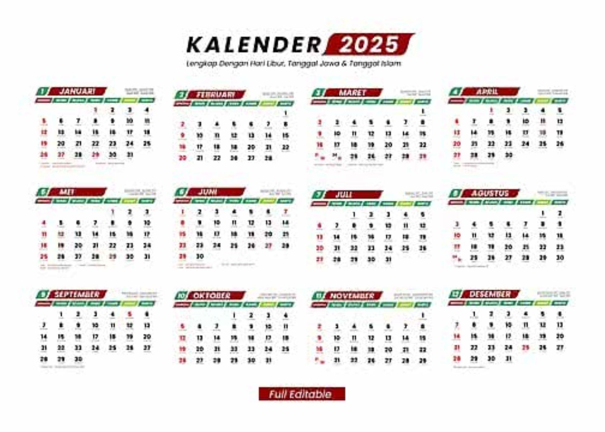 Kalender Juli-Desember 2025, Daftar Tanggal Merah Libur Nasional dan ...