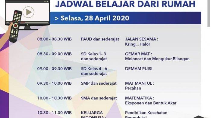 3 Link Live Streaming TVRI Belajar Dari Rumah, Beserta Jadwal Hari Ini Selasa 28 April 2020 ...
