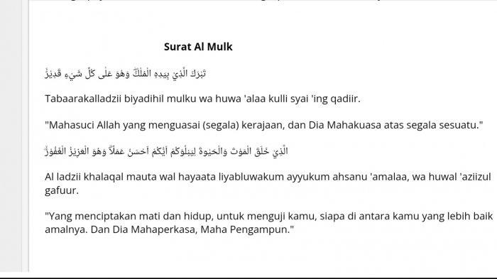 Alquran Surat Al Mulk (Kerajaan), Lengkap Arab Latin dan Artinya ...
