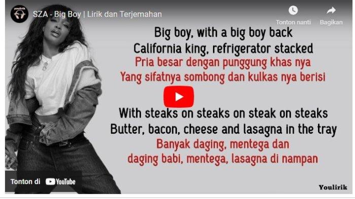 Chord dan Lirik Big Boy SZA Viral di Tiktok, I Need a Big Boy I Want a Big Boy - Tribunjateng.com