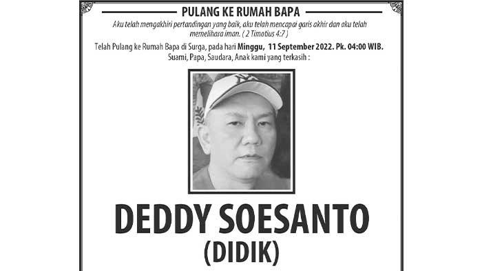 Berita Duka, Deddy Soesanto (Didik) Meninggal Dunia di Semarang ...