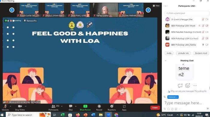 BEM Fakultas Psikologi USM Selenggarakan Workshop FEEL GOOD & HAPPINES WITH LOA - Tribunjateng.com