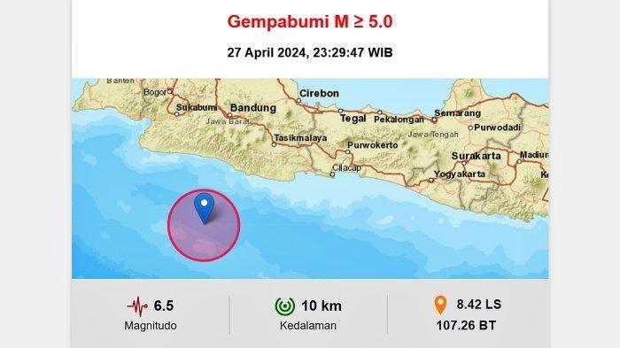Gempa Malam Tadi Guncang Jabar 2 Kali, Sabtu 27 April 2024, Cek Jarak dan Magnitudo Info BMKG ...