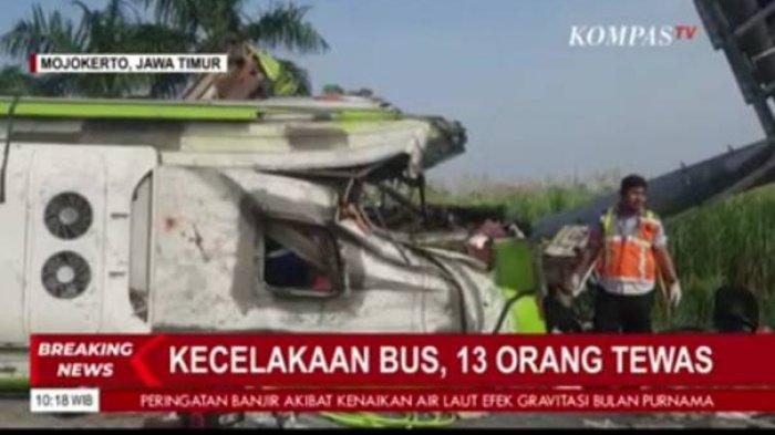 Polisi Sebut Sopir Bus Kecelakaan Maut Tol Mojokerto Tak Punya SIM - Tribunjateng.com