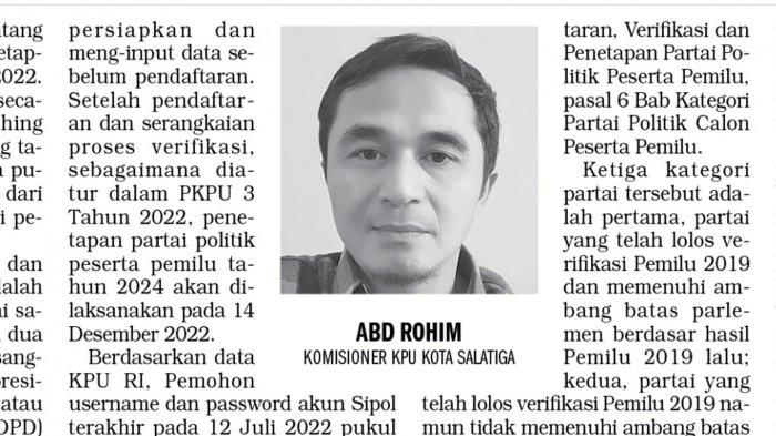 Opini Abd Rohim: Merajut Asa Lolos Verifikasi Peserta Pemilu 2024 - Tribunjateng.com