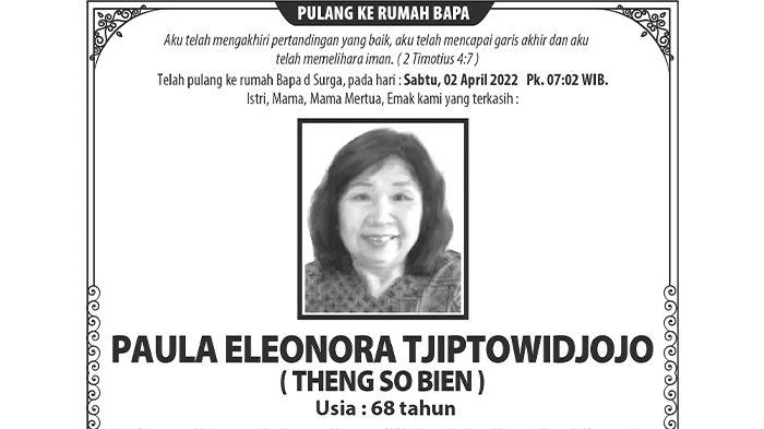 Berita Duka, Paula Eleonora (Theng So Bien) Meninggal di Semarang - Tribunjateng.com