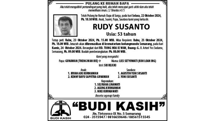 Berita Duka Cita Rudy Susanto - Tribunjateng.com