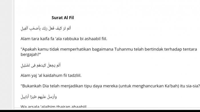 Surat Al Fil (Gajah), 5 Ayat Lengkap Arab Latin dan Artinya ...