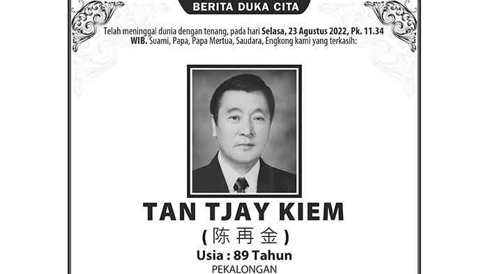 Berita Duka, Tan Tjay Kiem Meninggal Dunia di Semarang - Tribunjateng.com