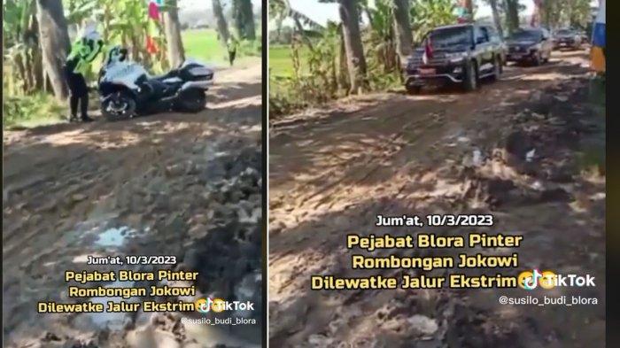 Viral Video Iringan Jokowi Dilewatkan Jalan Rusak Parah di Blora, Ini Kata Ganjar Pranowo ...