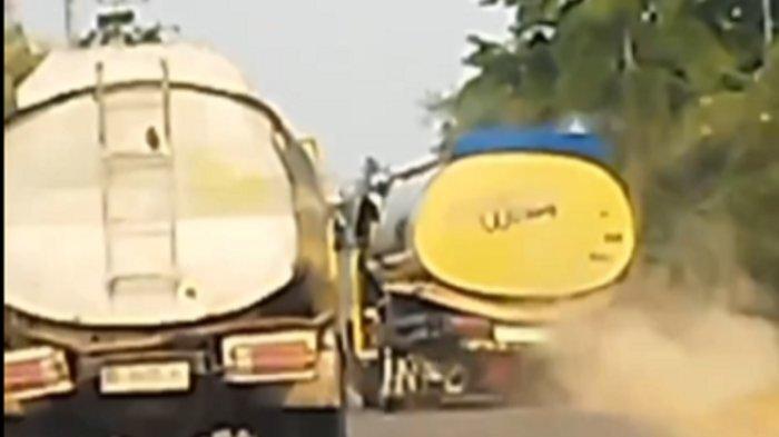 Viral 2 Sopir Truk Tangki Ugal-ugalan di Jalan, Ngaku Cuma Iseng Tapi Membahayakan Pengendara ...