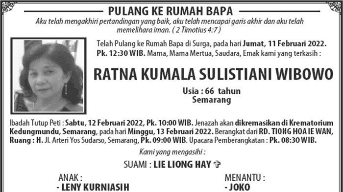 Berita Duka, Ratna Kumala Sulistiani Wibowo Meninggal di Semarang - Tribunjateng.com