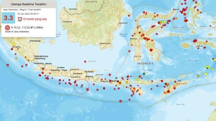 Gempa Bumi 14 Kali Dalam 6 Jam, Sabtu 25 Januari 2025 Cek Jarak dan Wilayah Dari Rilis BMKG ...
