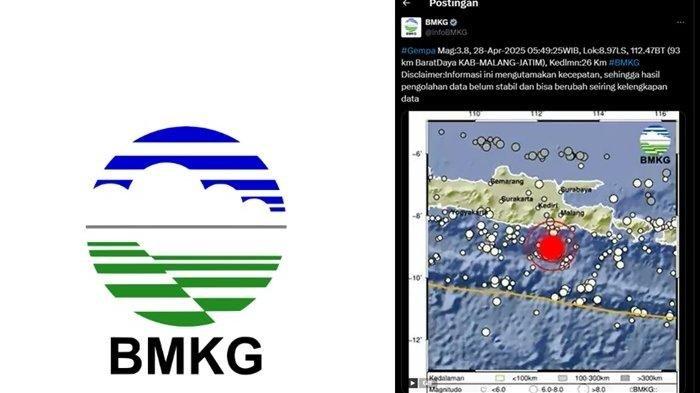 Gempa Barusan Magnitudo 3.8, Pusat Gempa 2 Menit Lalu di Malang Jawa Timur Cek Info BMKG ...