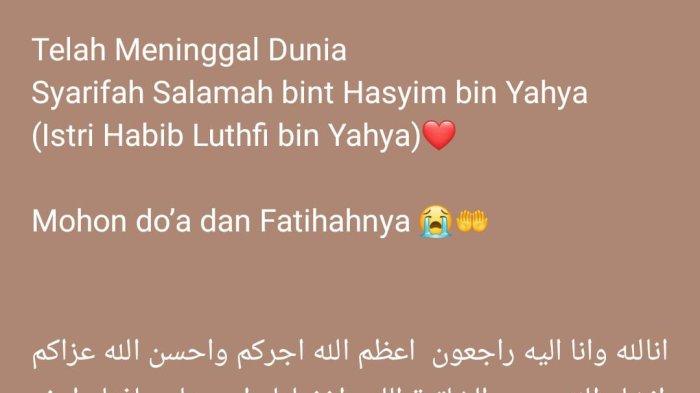 Inilah Sosok Syarifah Salma Istri Habib Luthfi bin Yahya Wafat di Usia ... Inilah Sosok Syarifah Salma Istri Habib Luthfi bin Yahya Wafat di Usia ...