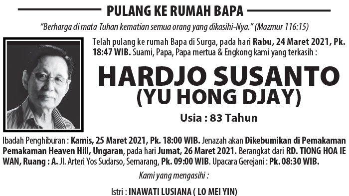 Berita Duka, Hardjo Susanto (Yu Hong Djay) Meninggal Dunia di Semarang ...