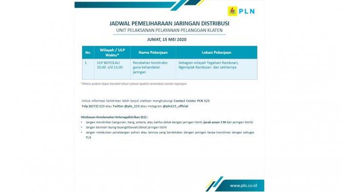Info Pemeliharaan Jaringan Listrik Randusari PLN ULP Boyolali, Jumat 15 ...