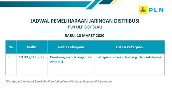 Info Pemeliharaan Jaringan Listrik Tumang PLN ULP Boyolali, Rabu 18 ...