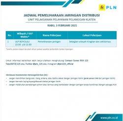 Info Pemeliharaan Jaringan Listrik PLN ULP Boyolali Rabu 3 Februari ...