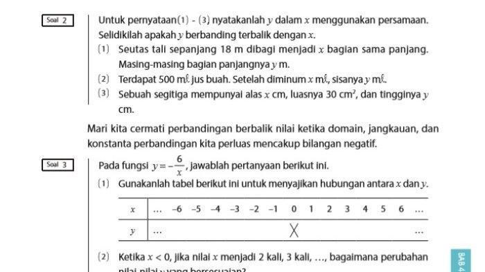 Kunci Jawaban Matematika Kelas 7 Halaman 142 dan 143, Perbandingan Berbalik Nilai - Tribunjateng.com