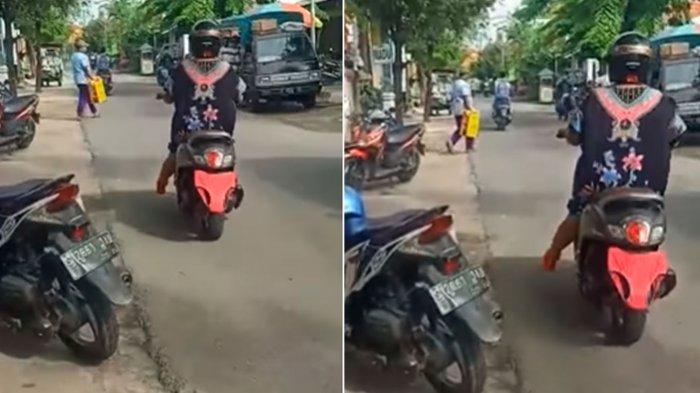 Viral Video Perempuan Naik Motor Pelat Nomor Ditutupi Celana Dalam Warna Merah, Mengaku Iseng ...