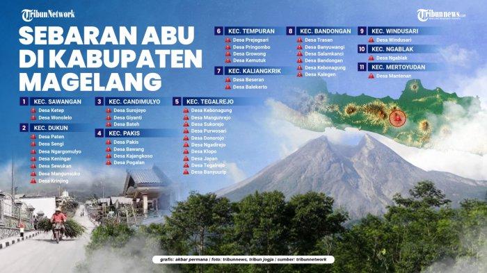 Daftar 11 Kecamatan di Magelang Diguyur Hujan Abu Erupsi Gunung Merapi ...