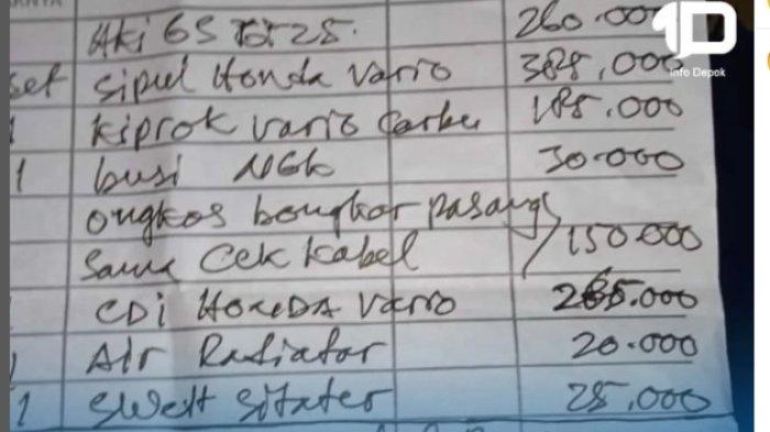 VIRAL! Curhat Warga Depok Servis Motor ke Bengkel Biasa Habis Rp 1,3 ...