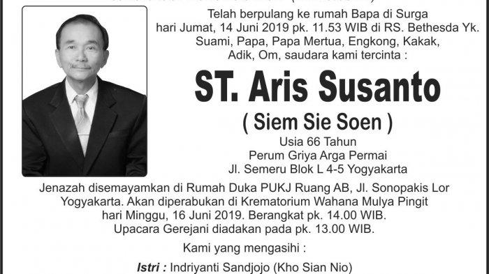Berita Duka, ST Aris Susanto (Siem Sie Soen) Meninggal Dunia di Yogyakarta - Tribunjateng.com