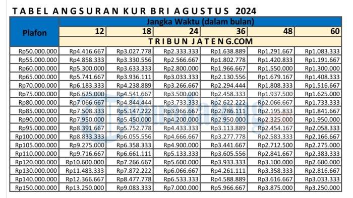 Kredit BRI KUR 2024: Tabel Angsuran Lengkap Sampai Rp 500 Juta - Halaman all - Tribunjateng.com