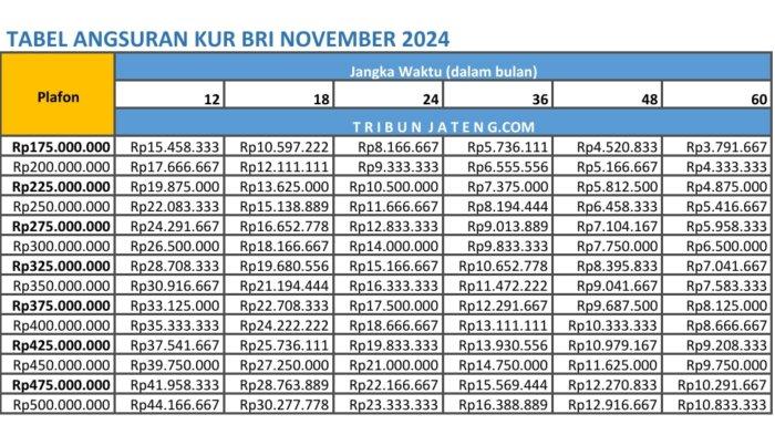 Tabel Pinjaman KUR BRI 2024, Info Angsuran Pinjaman Rp 1 Juta - Rp 500 ...