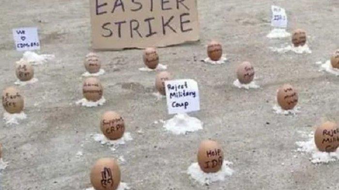 5 Orang Lagi Tewas, Demonstran Myanmar Pakai Telur Paskah Simbol ...