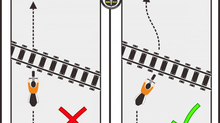 Tips Melintasi Rel Kereta Api Biar Tidak Terpeleset - Tribunjateng.com