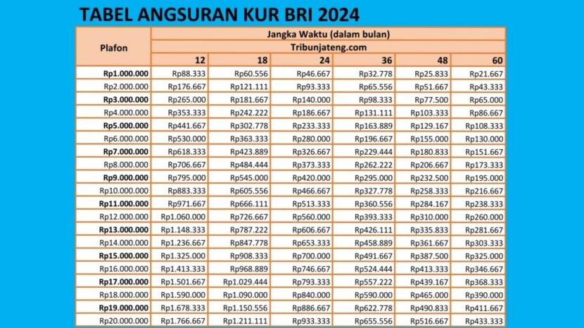 Brosur KUR BRI 2024, Tabel Angsuran Lengkap Sampai Rp 100 Juta Update ...