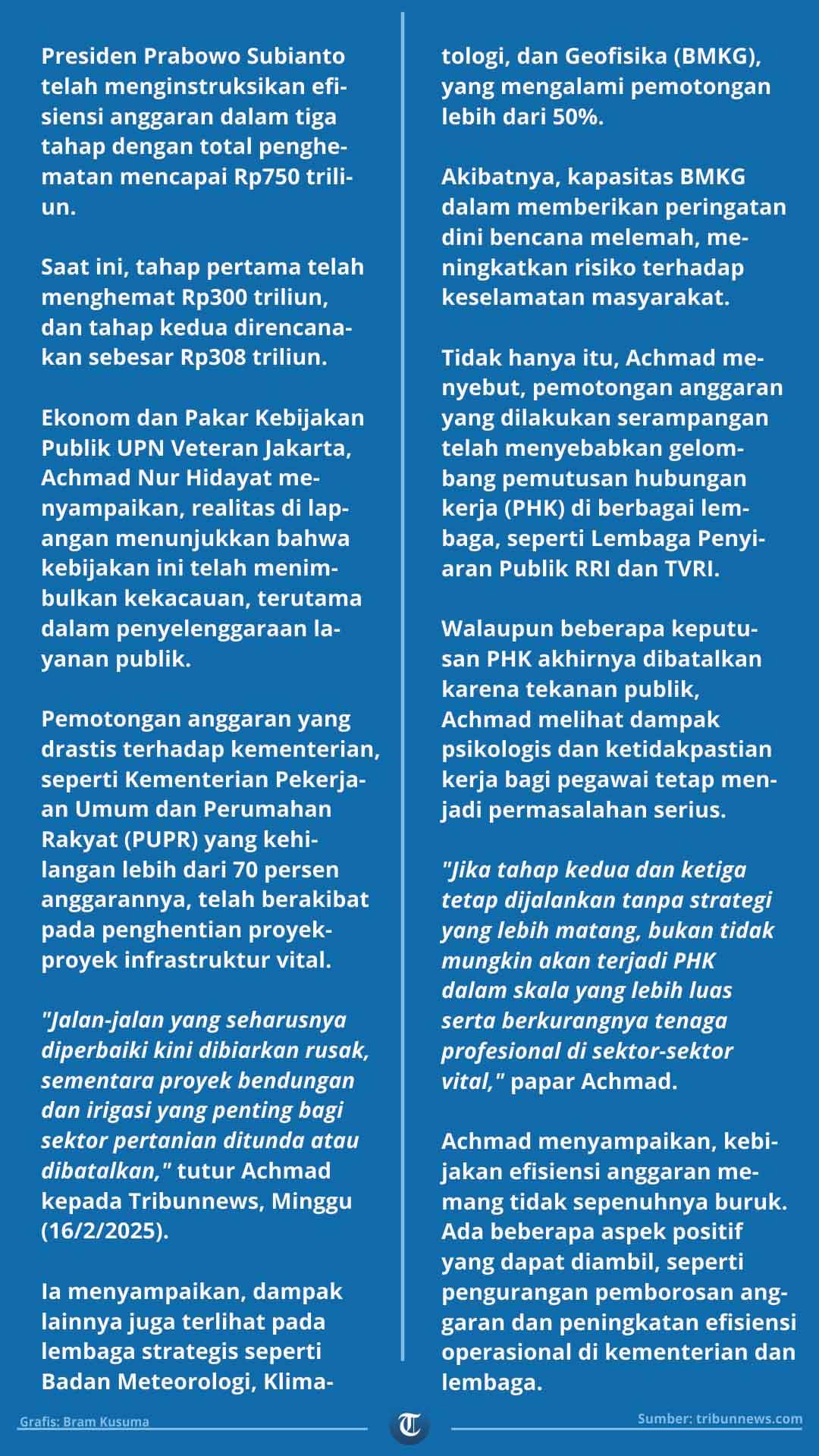 INFOGRAFIS Jika Efisiensi Anggaran Dilakukan Serampangan - Tribunjateng.com