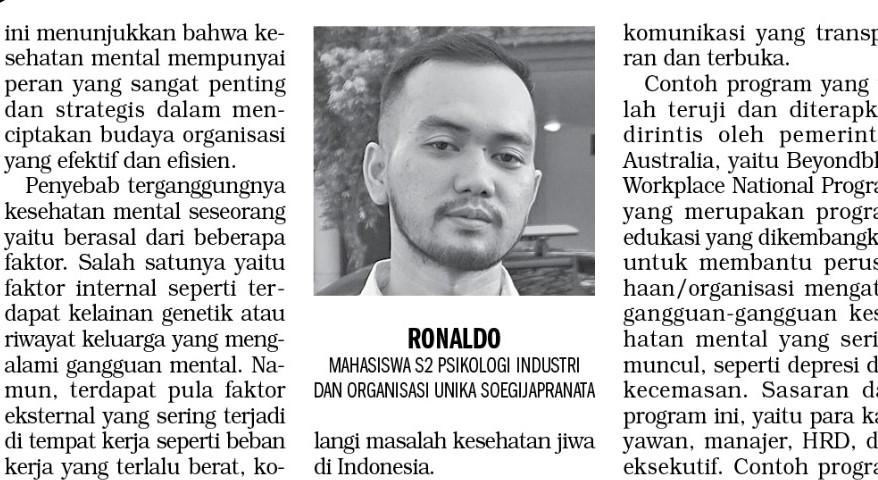 Opini Ronaldo: Tingkatkan Produktivitas dengan Menjaga Kesehatan Mental ...