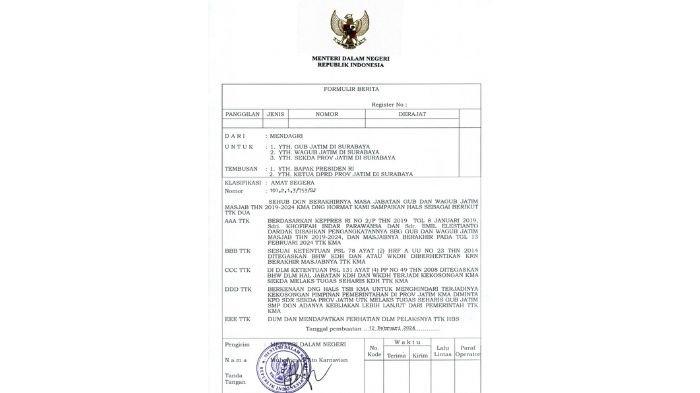 Sekdaprov Adhy Karyono Dipastikan Jadi PLH Gubernur Jatim, Pelantikan Ditunda Karena Pemilu ...