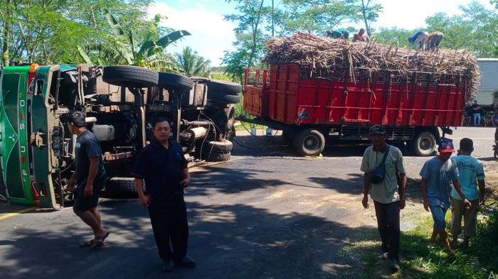 BREAKING NEWS - Truk Gandeng Muatan Tebu Terguling, Lalu Lintas dari ...