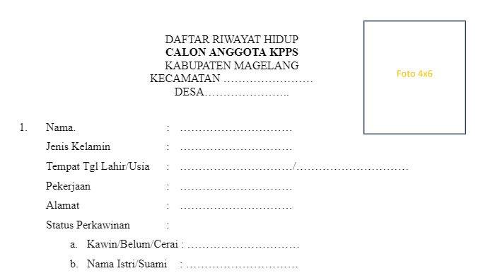 Cara Mengisi Daftar Riwayat Hidup untuk Daftar KPPS Pemilu 2024, Jangan Lupa Ditempel Pas Foto ...