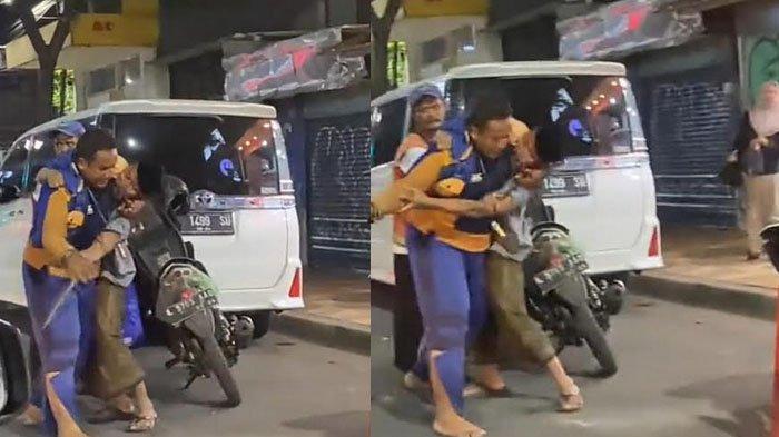 Viral Jukir di Surabaya Bergulat dengan Pria Berpeci Bawa Sajam di ...