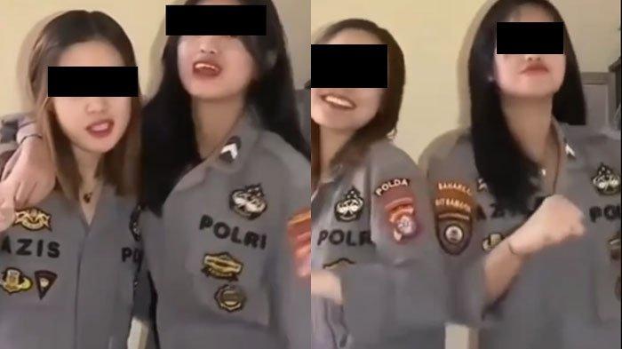 2 Wanita Asyik Joget Pakai Seragam Polisi Bernama Azis, Kini Identitas Terkuak, Bripda NA ...