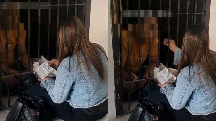 Duduk di Lantai, Istri Tak Malu Suapi Suami Nasi Bungkus di Sel Penjara ...