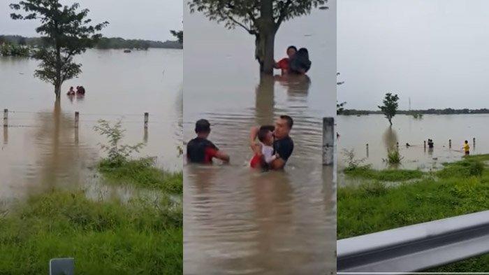Video Viral Penyelamatan Korban Banjir di Tol Ngawi, Semua Berkat yang Dilakukan Anak Pengguna ...