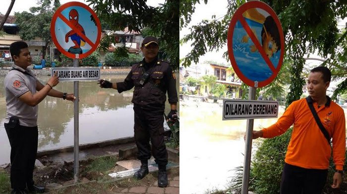 Unik! Tokoh Superhero hingga Anime Warnai Rambu Larangan di Bantaran ...