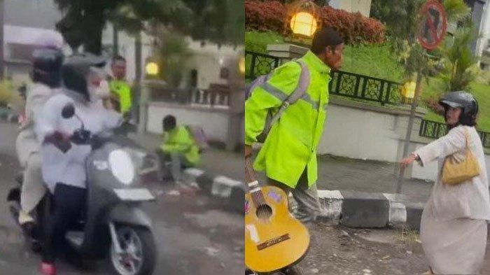 Jeritan Wanita Pengendara Motor Mendadak Dipukul Pria Pakai Gitar ...
