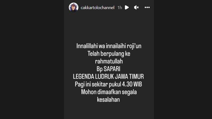 BREAKING NEWS : Kabar Duka, Legenda Ludruk Jawa Timur Cak Sapari ...